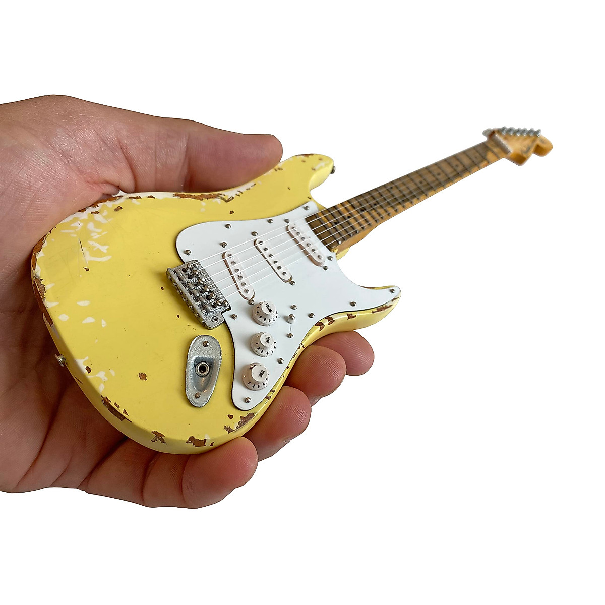 AXE HEAVEN Yngwie Malmsteen Mini Fender™ Strat™ Heavily Worn Olympic White Finish Guitar Model Replica