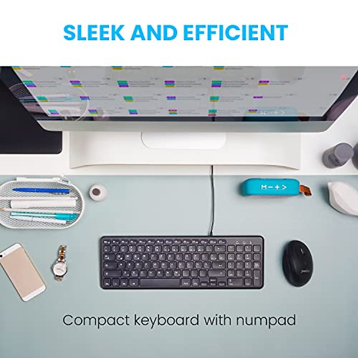 Perixx PERIBOARD-213U Wired Silent USB Scissor Keyboard - 14.45x4.76x0.70 Inches Compact Design with Number Pad - Black - US English (PB-213BUS-11738)