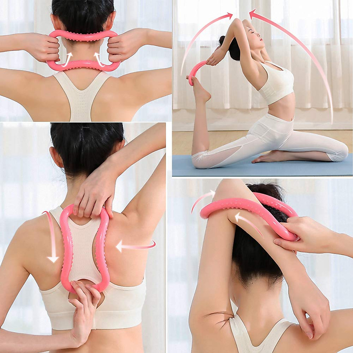 OOFYY Yoga Ring Pilates Ring Yoga Fitness Circle Fitness Magic Circle Sold in Pairs. Home Workout for Toning and Fitness Thighs Great for Yoga, Mobility, Pilates, Strength Equipment