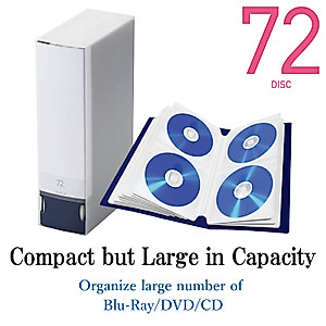 ELECOM Non-Woven Fabric Media File and Clear Case for CD, DVD, and Blu-ray 72 Disks Storing/Blue/CCD-FB72BU