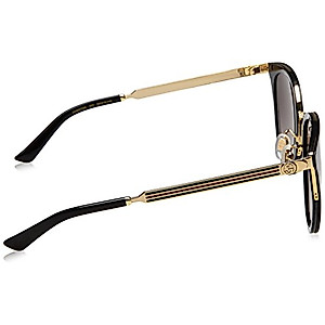 Gucci Design Sunglasses GG0077SK 001 Black Frame Gold Frame With Grey Lens