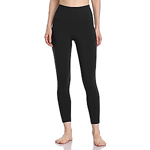 Colorfulkoala Women's High Waisted Tummy Control Workout Leggings 7/8 Length Yoga Pants with Pockets (S, Black)