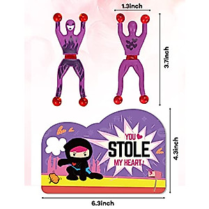 DG-Direct 28 Packs Valentine's Day Cards with Sticky Wall Climbing Men Ninja Toys, Kids Valentine Party Favor, Valentine's Day School Classroom Prizes, Valentine Exchange Gift