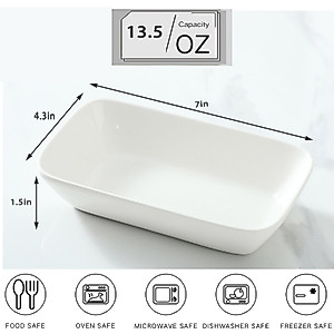 XINLTC 13.5oz Ceramic Baking Dish Set of 4, 7×4.3 inch Rectangle Baking Dishes, Porcelain Ramekins Oven Safe, Creme Brulee Souffle Baking Ramekin Dishes, Small Baking Dish for Air Fryer