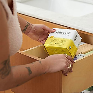 The Honey Pot Company - Daytime Heavy Flow Pads with Wings - Organic Pads for Women - Herbal Infused w/Essential Oils for Cooling Effect, Cotton Cover, & Ultra-Absorbent Pulp Core -16ct