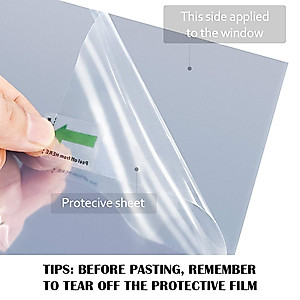 WPCTEV Window Film One Way Mirror Film Daytime Privacy Static Non-Adhesive Decorative Heat Control Anti UV Window Tint for Home and Office Black Silver 6 Mil 17.5 Inch x 6.5 Feet