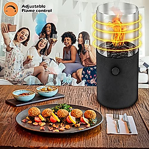 Portable Tabletop Fireplace Small Propane Fire Pit, Outdoor 6.3 Inch Round Iron Sheet Tabletop Gas Firebowl, with Clear Heat-Resistant Glass and are Many Pebbles, for Garden, Pool, Patio