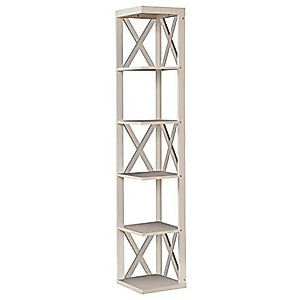 Kings Brand Furniture - Whiteley Wood Wall Corner 5 Tier Bookshelf Display Stand, White