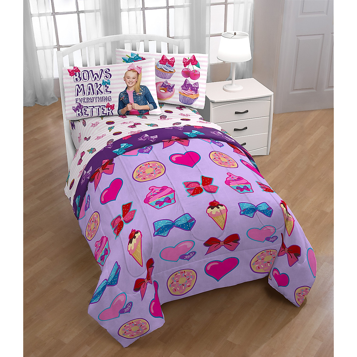 Nickelodeon JoJo Siwa Sweet Life Pink/White 4 Piece Full Sheet Set