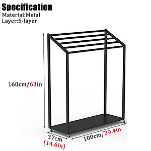 YLLFFLL Gym Workout Organizer, Yoga Studio Storage Cart, 5 Tier Movable Yoga Mat Storage Rack with Wheels, Yoga Fitness Equipment Accessories (Size : 100x37x160cm)