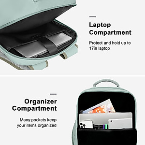 MATEIN Carry on Backpack for Women, 40L Large Travel Laptop Backpacks with USB Charge Port, Airline Approved Water Resistant Luggage College Weekender Overnight Bag Fits 17.3 Inch Notebook, Light Blue