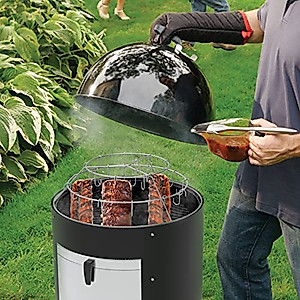 Onlyfire Chef Rib Hanging System, Stainless Steel 3-Tier Rib Hanger with Removable Cooking Hooks, Barbecue Cooking Accessories for Weber 22 inch Smokey Mountain Cooker