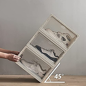 Oroonoko Large Shoe Box for Storage Sneakers,6 Packs Hard Plastic Stackable Display Shoe Box With Lip Clear Door for Sneakers Heels Up To US Size 13'' Collection (6)