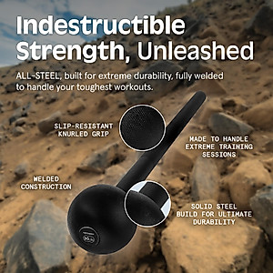 Retrospec Steel Macebell 5 to 30lbs for Men, Women Steel Mace Strength Training, Full Body Workouts , Matte Black, 7 lbs