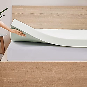 Clean Spaces 3 Inch Green Tea Infused Memory Foam Pad Mattress Topper with Removable & Machine- Washable Rayon (from Bamboo) Cooling -Cover, Luxurious All Season Enhanced -Bed Support, Twin Green