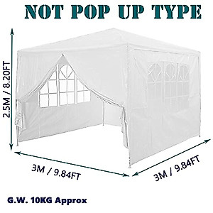 10' x 10'/10' x 20'/10' x 30' Canopy Tent Wedding Event Party Tent Outdoor Instant Shelter Pavilion Gazebo for Patio Backyard Porch Garden Beach (10' x 10' Canopy Tent with 4 Sidewalls, White)