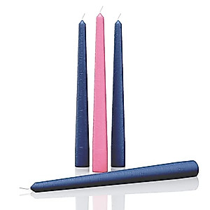 CANDWAX 12 inch Taper Candle Set of 4 - Dripless Taper Candles and Unscented Candles - Long Burning Candles Perfect as Home Decor - Pink Candle and Blue Taper Candles - Tall Candlesticks