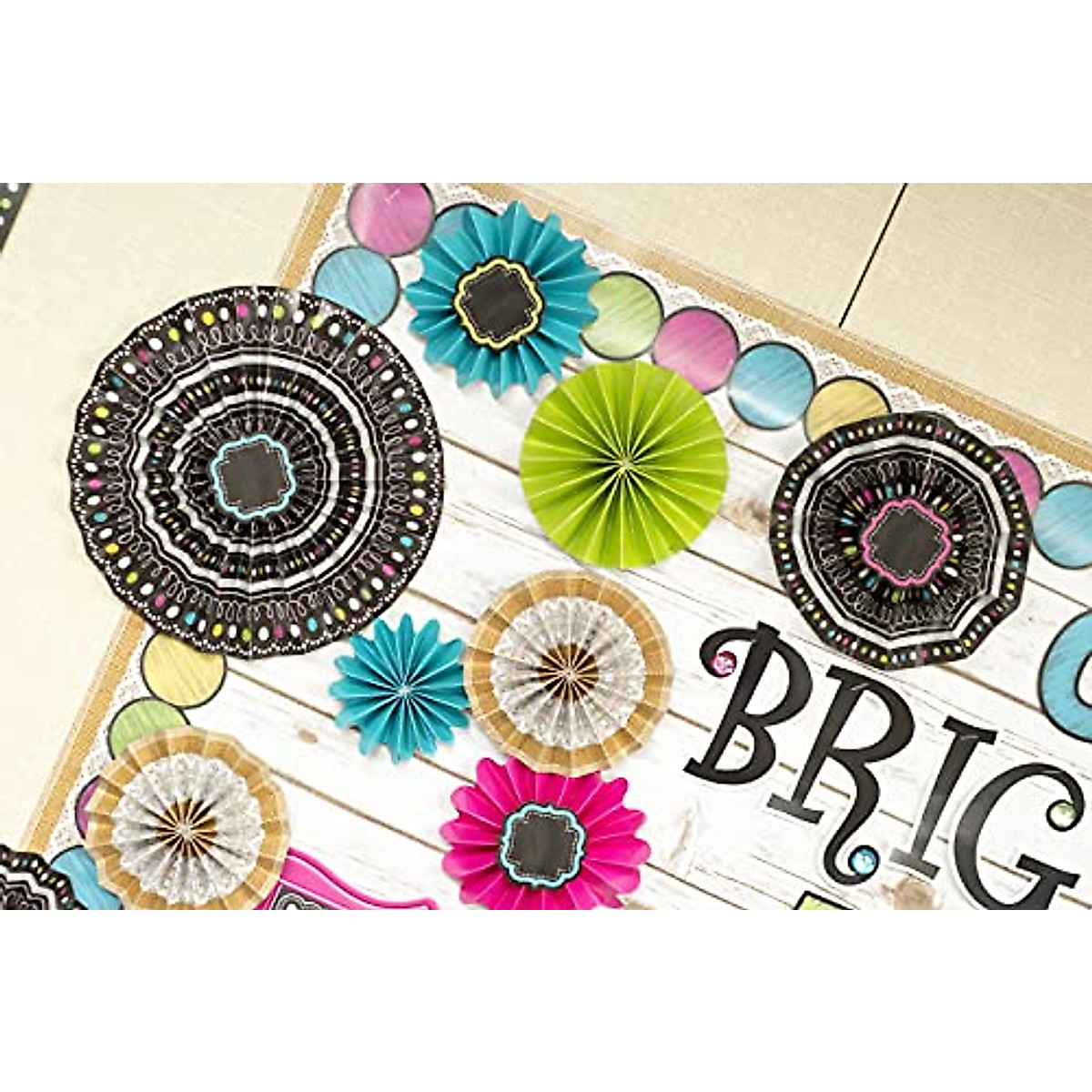 Chalkboard Brights Hanging Paper Fans