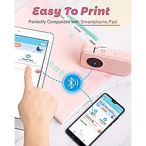 Phomemo Labeler D35 Inkless Bluetooth Label Maker Machine, Portable Sticker Labeler,Support Pre-Cut/Continuous Paper,Home,Office,Organization,Gift for Halloween,Christmas-Pink