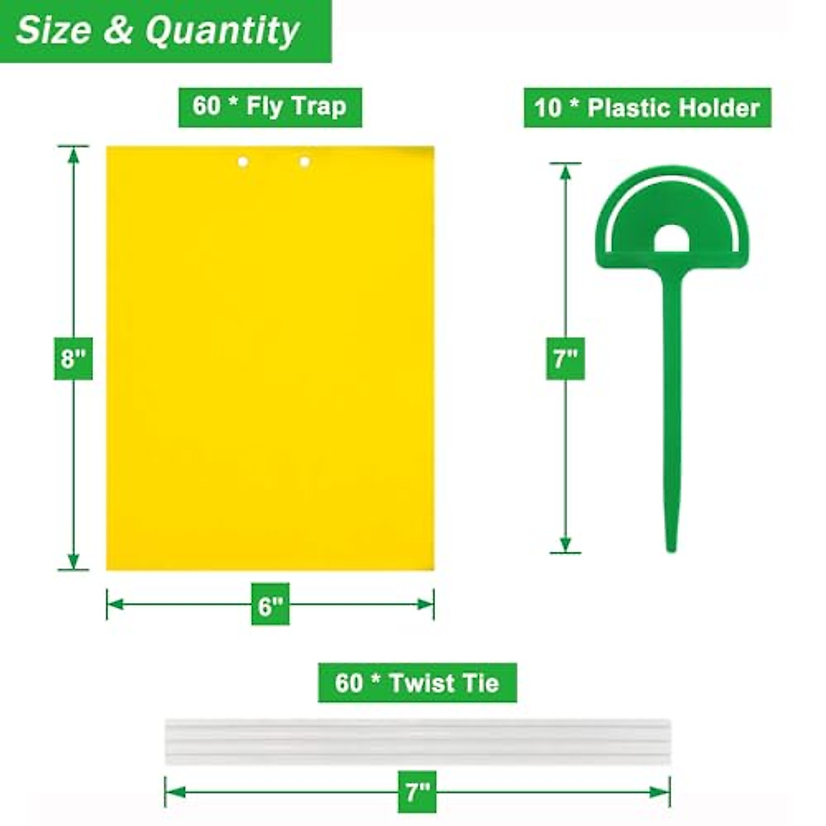 60 Sheets Sticky Fly Traps, Dual-Sided, for Flying Insect, Indoor and Outdoor, 8x6 Inch, Yellow