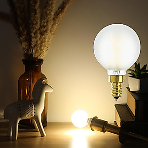 Duoled G16.5 Light Bulb LED,Dimmable Frosted led Bulb e12 g16 1/2 led Candelabra Bulb 40w led Edison Bulb,Soft White 3000K 400lm,Type G Globe Shape E12 Base for Chandelier,Vanity Light Bulbs,6 Count