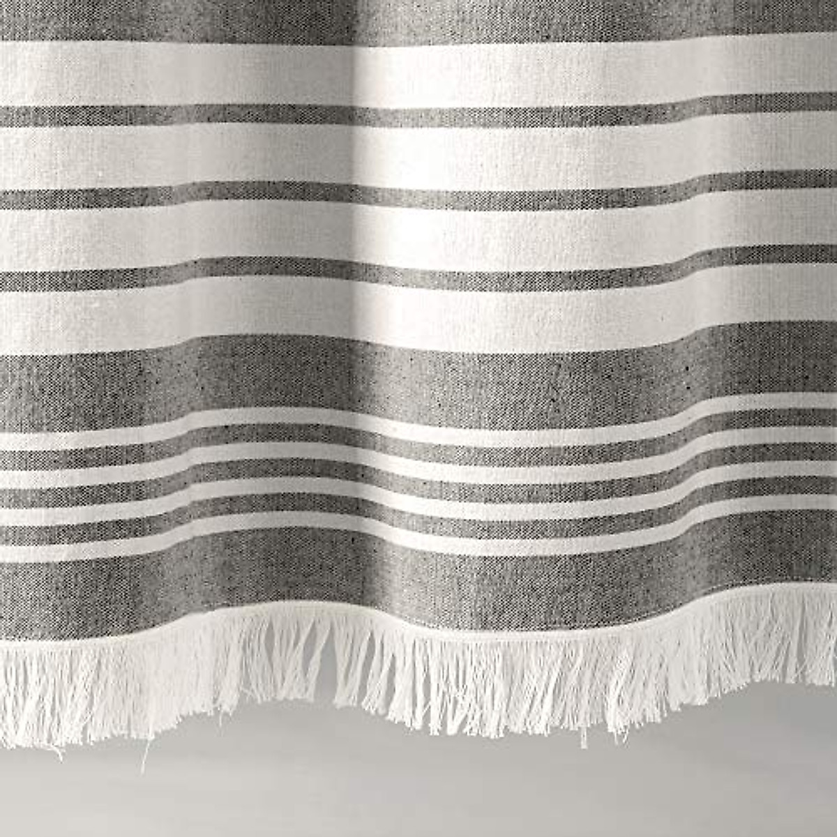 Lush Decor, Gray Nantucket Yarn Dyed Cotton Tassel Fringe Shower Curtain, 72" x 72"