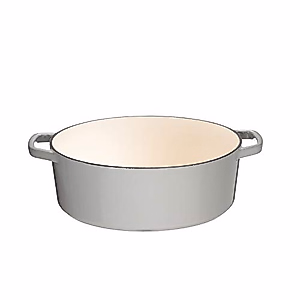 Cuisinart Chef's Classic Enameled Cast Iron 5.5-Quart Oval Covered Casserole, Enameled Cool Grey