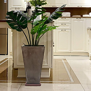 Happyyami Square Imitation Cement Planter Tray Potted Plant Saucers Small Plant pots Saucer 12 inch pots for Plants Planter pots for Indoor Plants Planter Potting Tray Rectangle