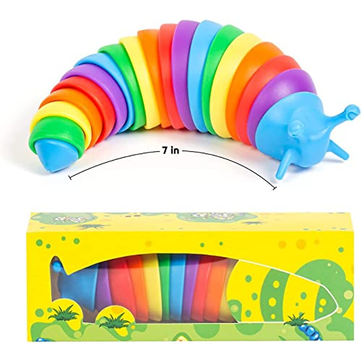 WHATOOK Fidget Slug, Caterpillar Fidget Worm Toy, Sensory Toys for Toddlers 1-3, 3-4, Autism Sensory Slug Toy Makes Relaxing Sound, Fidget Toys for Kids 5-7, Autistic Toys for Boys Girls ADHD Gifts