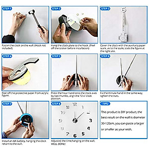 N / A DIY Wall Clock Doberman Pinscher DIY Acrylic Mirror Effect Big Wall Clock Doberman Large Time Clock Dobie Living Room Decorative Wall Watch Rustic Wall Clock Sticker