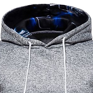 Maiyifu-GJ Men Casual Colorblock Pullover Hoodies Long Sleeve Patchwork Drawstring Hoodie Casual Slim Fit Hooded Sweatshirt (Light Grey,3X-Large)