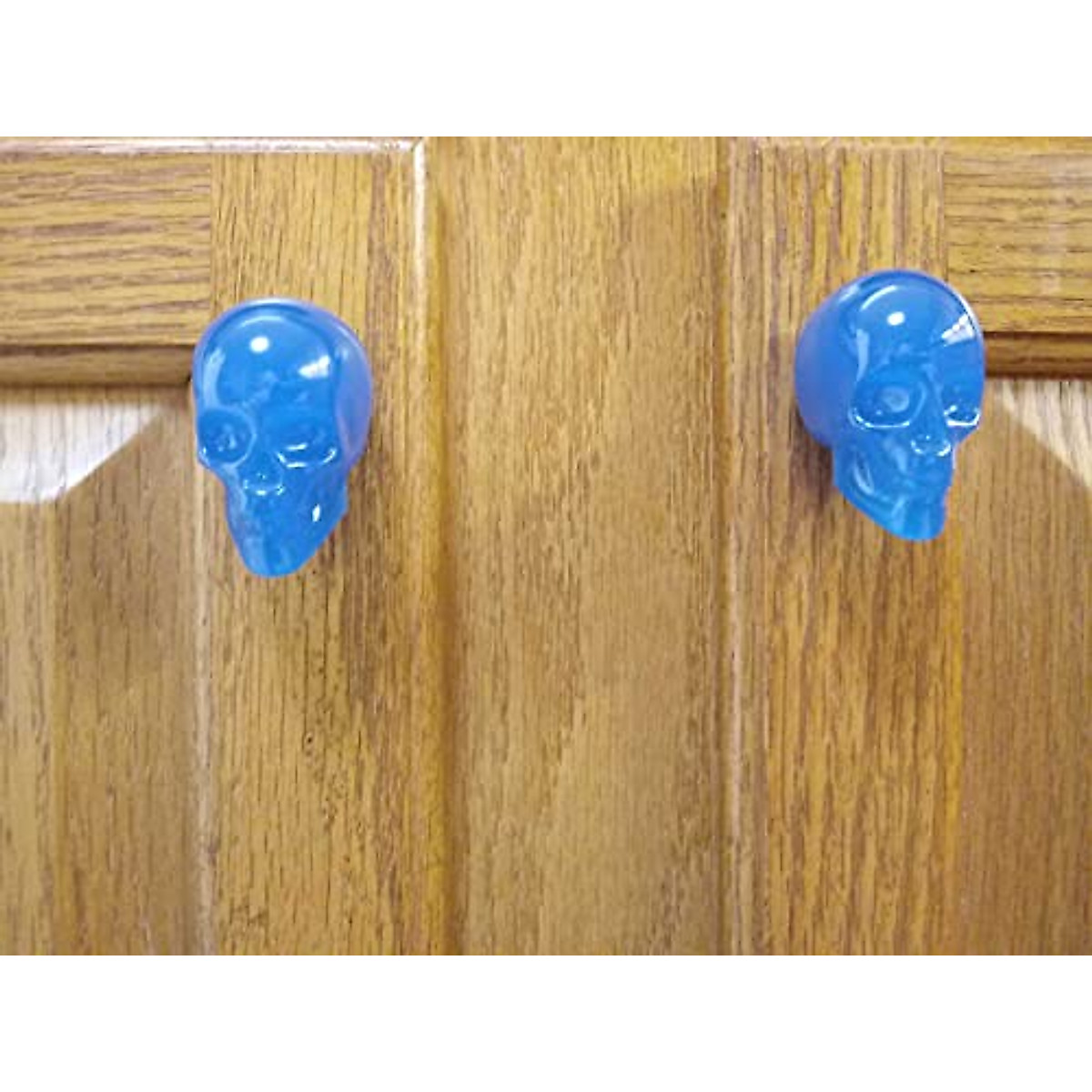 Blue Skull Cabinet Knobs/Drawer Knobs (Black Light Activated) (Set of 2)