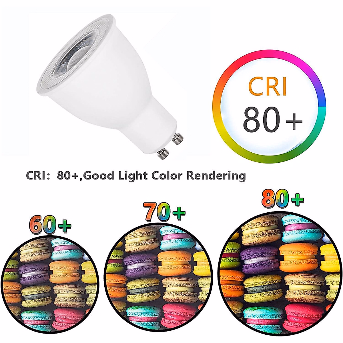 Edearkar GU10 LED Light Bulbs, 10W (100W Halogen Equivalent), 1000 Lumens, Non-Dimmable, 3000K Warm White, LED Bulbs for Recessed Track Lighting, AC90-265V, 60° Beam Angle, GU10 Base, Pack of 6