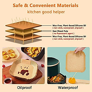 Air Fryer Liners 8 Inch,125Pcs Premium Food Grade Parchment Paper, Air Fryer Disposable Paper Liner for Air Frying, Baking, Roasting Microwave, Non-Stick Cooking Air Fryer Paper Square Free of Bleach