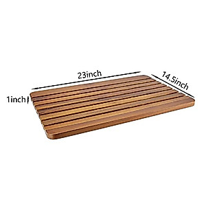 TeakCraft Teak Shower Mat, 24 Inch, Non Slip, The Troy