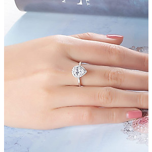 Velamnia Statement Ring for Women Pear-shaped Water-Drop Adjustable Cubic Zirconia Engagement Wedding Band Rings Eternity Ring #6-10# (White)