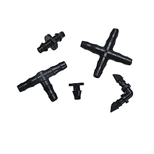 SanSanYa 400pcs Drip Irrigation Fittings Kit Drip Irrigation Barbed Connectors, 160 Straight Barbs 120 Tees 40 Elbows 40 End Plug 40 4-Way Coupling for 1/4 Inch Tubing Garden Dripping Systems
