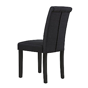 thksbought Set of 6 Upholstered Fabric Dining Chairs with Button-Tufted Details Living Room Chairs (Black Set of 6)