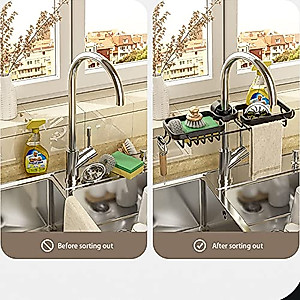 Barvita Sink Caddy Faucet Sponge holderkitchen Sink Organizer Kitchen Gadgets Kitchen Sink Caddy Bathroom Organizer Kitchen Sink Caddy to Kitchen, Bathroom (Silver)