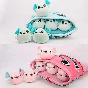 NUKBIL Axolotl Plush Pillow Throw Pillow, Cute Axolotl Plush Toys Doll, Axolotl Stuffed Animal Bag of Axolotl Plushies, Stuffed Axolotl Gift for Kids, Birthday, Christmas, Baby Shower (6 pcs, Pink)