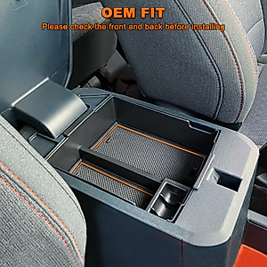 TOPINSTALL Orange Organizer Compatible with 2022 2023 2024 Maverick Accessories, XL XLT Lariat Pickup Truck Center Console Storage Box Box Coin Container