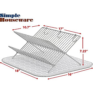 Simple Houseware Collapsible Dish Drying Rack w/ Dish Mat, Chrome