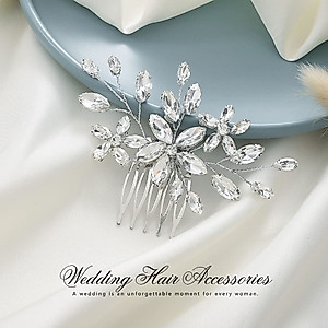 Latious Wedding Bride Crystal Hair Comb Silver Rhinestones Bridal Hair Pieces Vintage Hair Clip Hair Accessories for Women and Girls