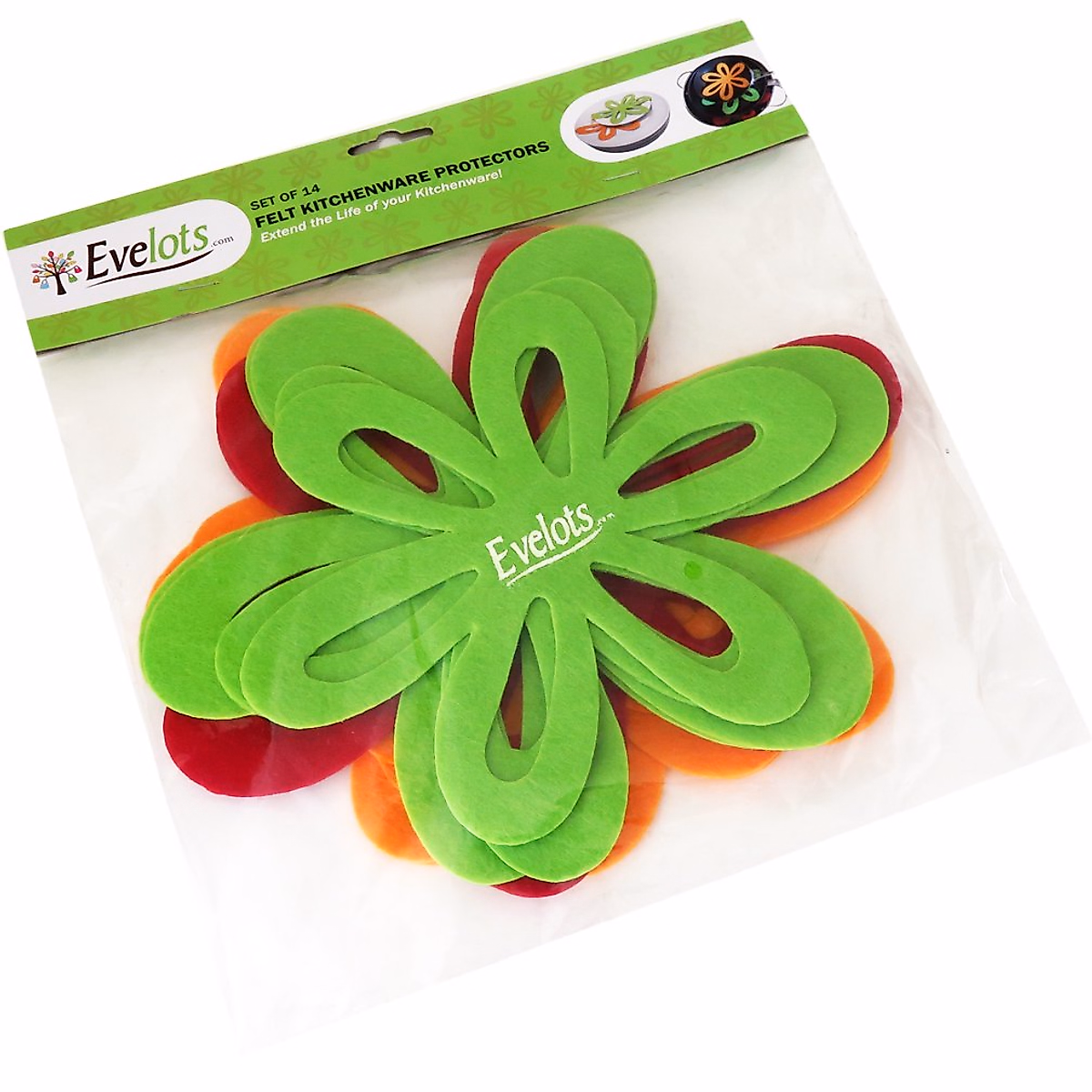 Evelots Felt Pan, Pot & Dish Scratch Protector-Cookware-Glass Divider-2 Sizes-Set/14
