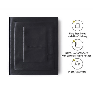 Lanest Housing Silk Satin Sheets, Twin Size Satin Bed Sheet Set with Deep Pockets, Cooling Soft and Hypoallergenic Satin Sheets Twin - Black