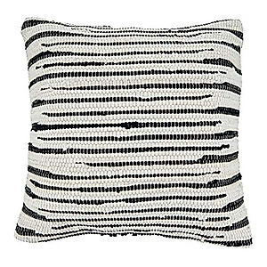 Fennco Styles Zebra Chindi Design 100% Cotton Decorative Throw Pillow Cover & Insert 22 x 22 Inch - Black & White Textured Accent Pillow for Home, Couch, Living Room and Office Décor