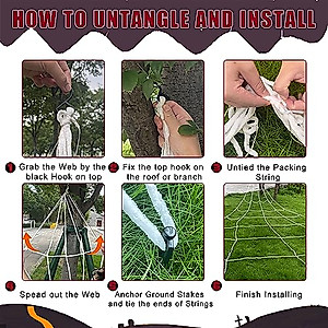 Joliyoou 200 LED 19.7ft x 16.4ft Halloween Spiderweb with Orange and Purple Lights, 8 Modes Remote Controlled Cobweb for Indoor Outdoor Spooky Party Decoration