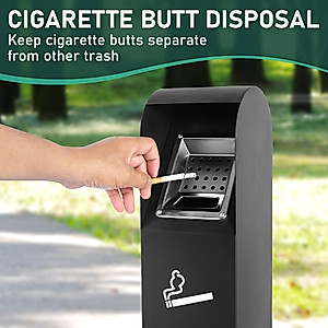 RDUIGT Outdoor Trash Receptacle Commercial Ash Disposal Black Trash Can Garbage Bin for Home Office Porch Hotel Garage Shopping Center