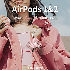 Miak Airpods case with Keychain Compatible with Airpods case 2&1 Generations, Supports Wireless Charging, Shock-Resistant Protective Case Cover, Rose Pink