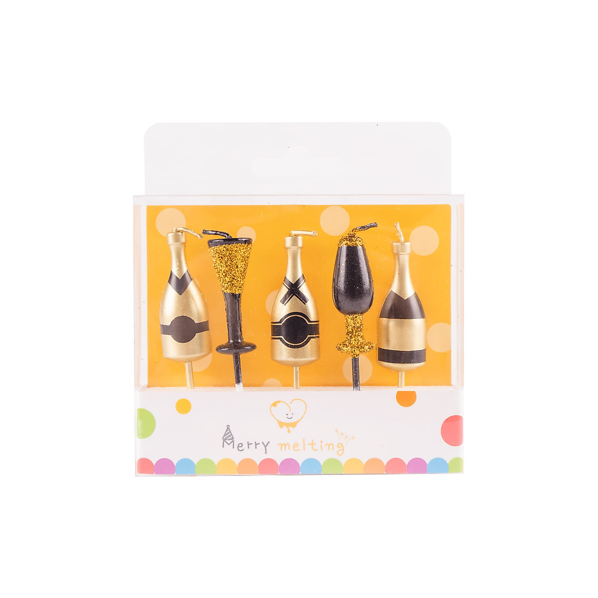 Merrymelting Birthday Candle for Cake Topper (Champagne Bottles Birthday Candle), Gold